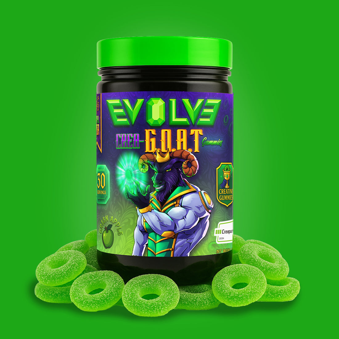 EVOLVE® CREA-GOAT GUMMIES - Sour Green Apple – The Evolve Way